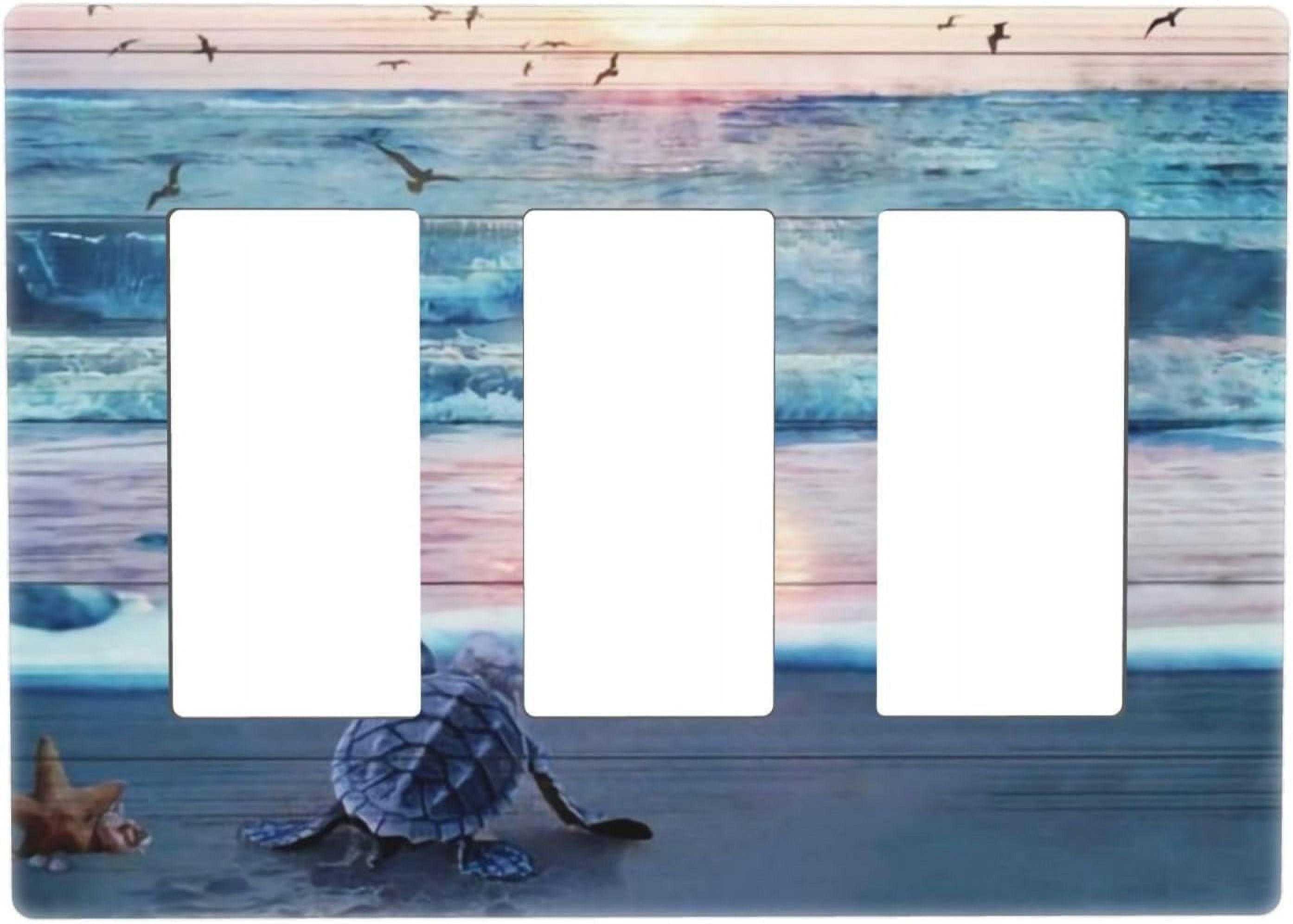 PRIYAL Nautical Blue Ocean Beach Turtle 3 Gang Rocker/Decorator ...