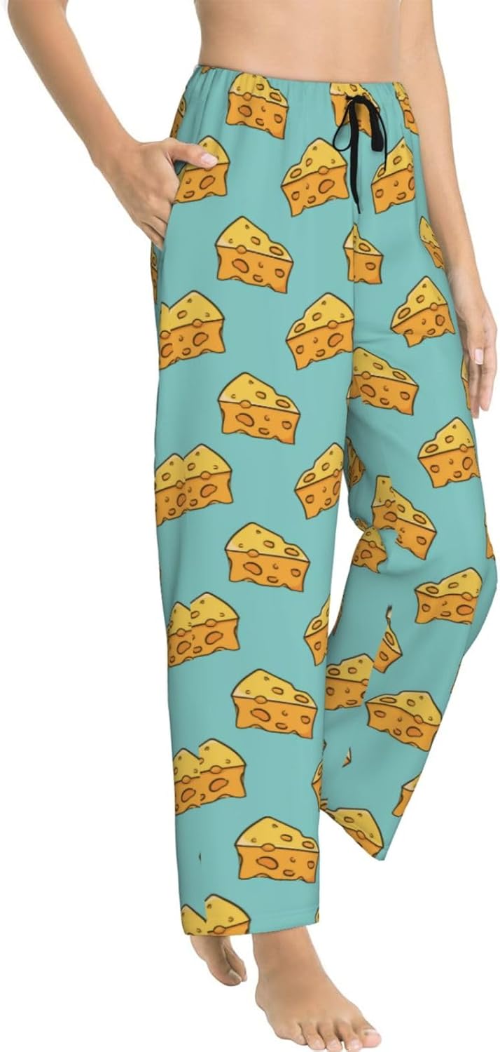 PRIYAL Pajama Pants Women - Cute Cheese Light Blue Casual Pj Bottoms ...