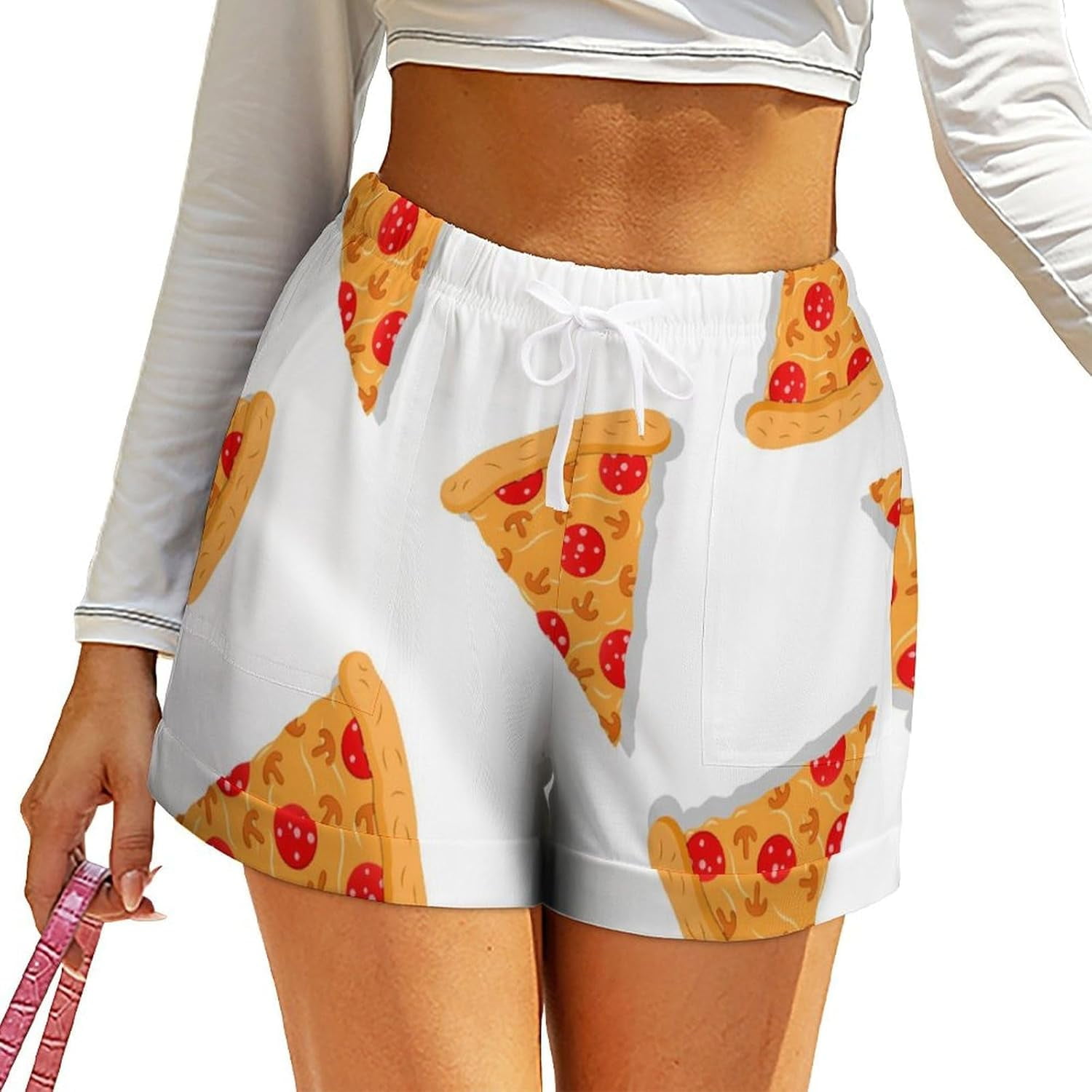 PRIYAL Pajama Shorts for Women Pepperoni Pizza Pattern Comfy Pj Bottoms ...