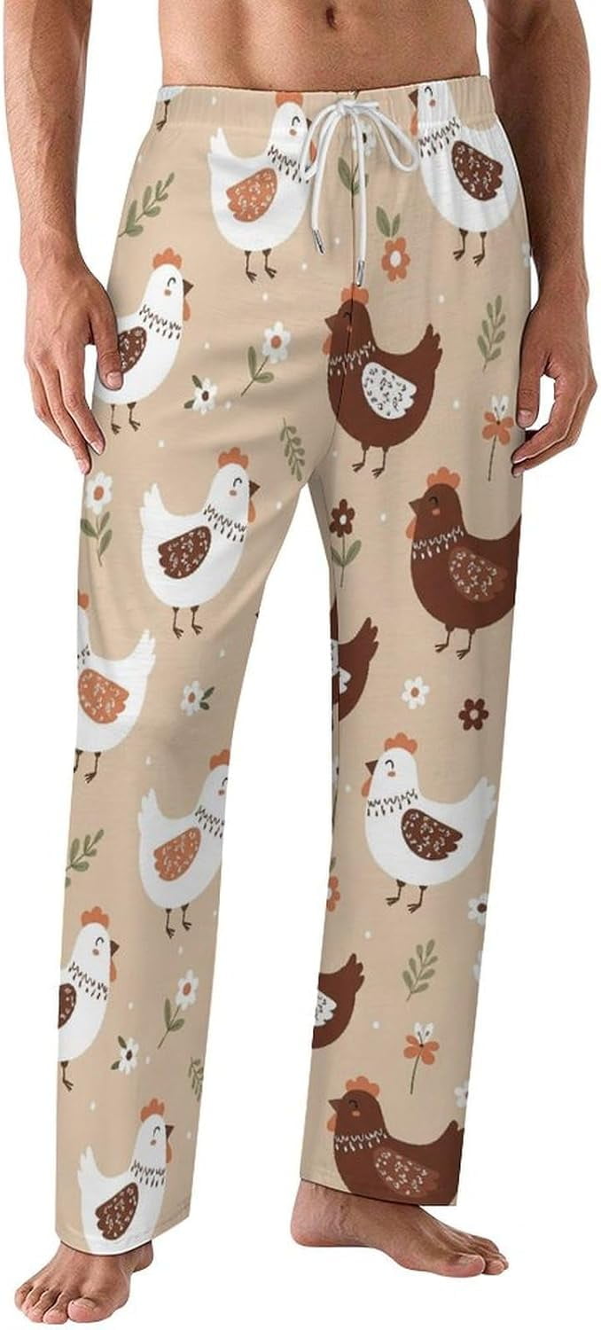 PRIYAL Pajamas Pants For Men Black Chicken Cartoon Pajama Bottoms ...