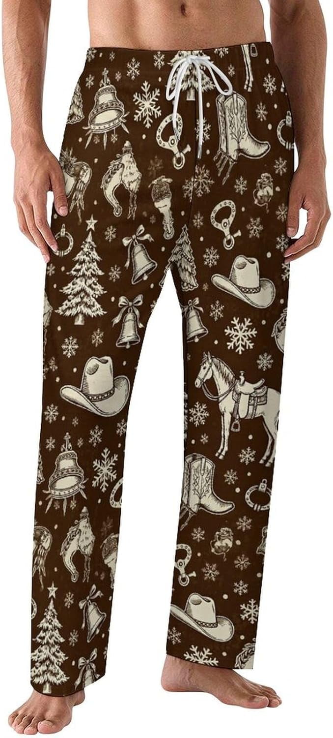 PRIYAL Pajamas Pants For Men Cowboy Boots Horses Stars Pajama Bottoms ...