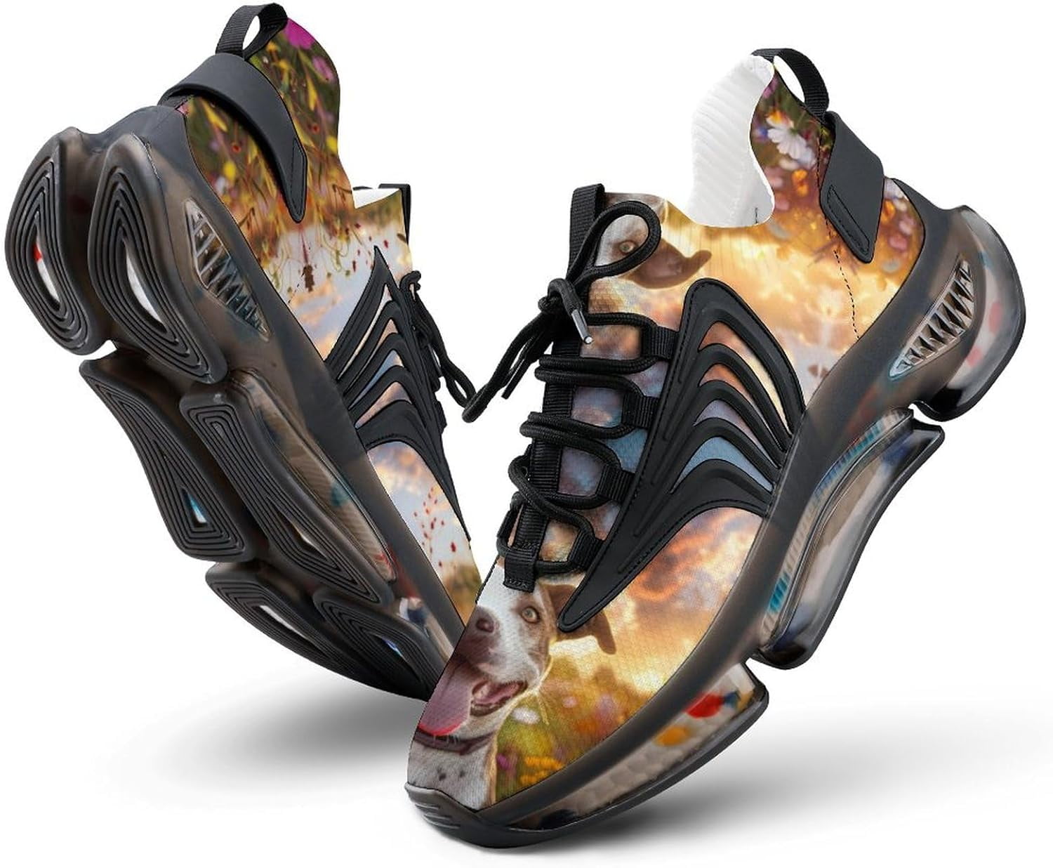 PRIYAL Pit-Bull Dog Flowers Printed Men's Sneaker Funny Lightweight ...