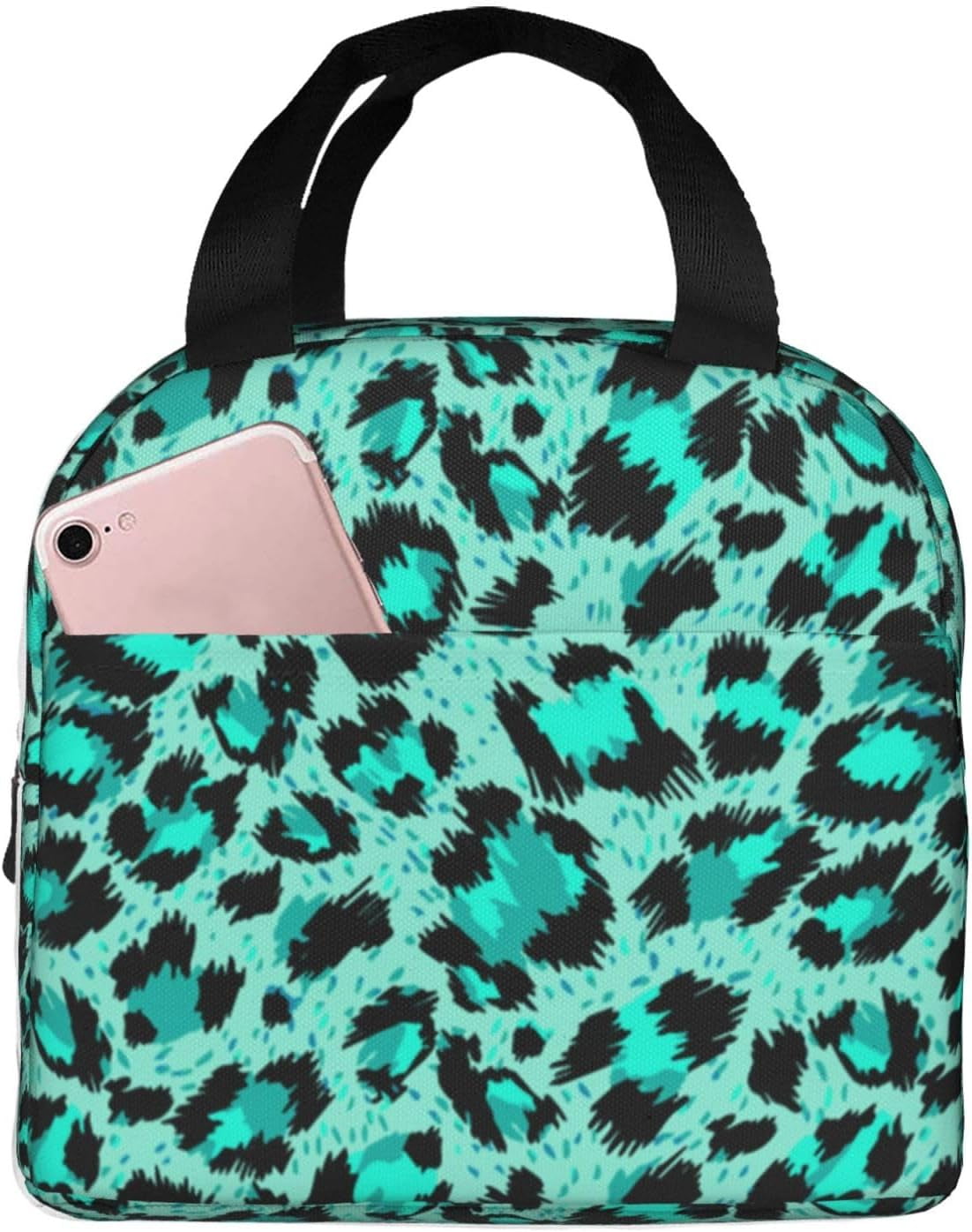 PRIYAL Portable Cooler Warmer Lunch Bag for Green Cheetah Leopard Print ...