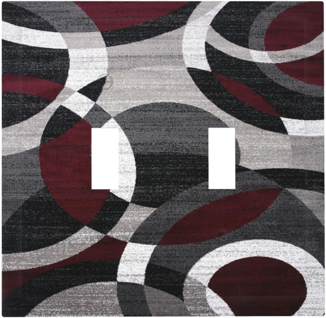 PRIYAL Red Contemporary Abstract Double Toggle Wall Plate - 4.9 x 5 in ...