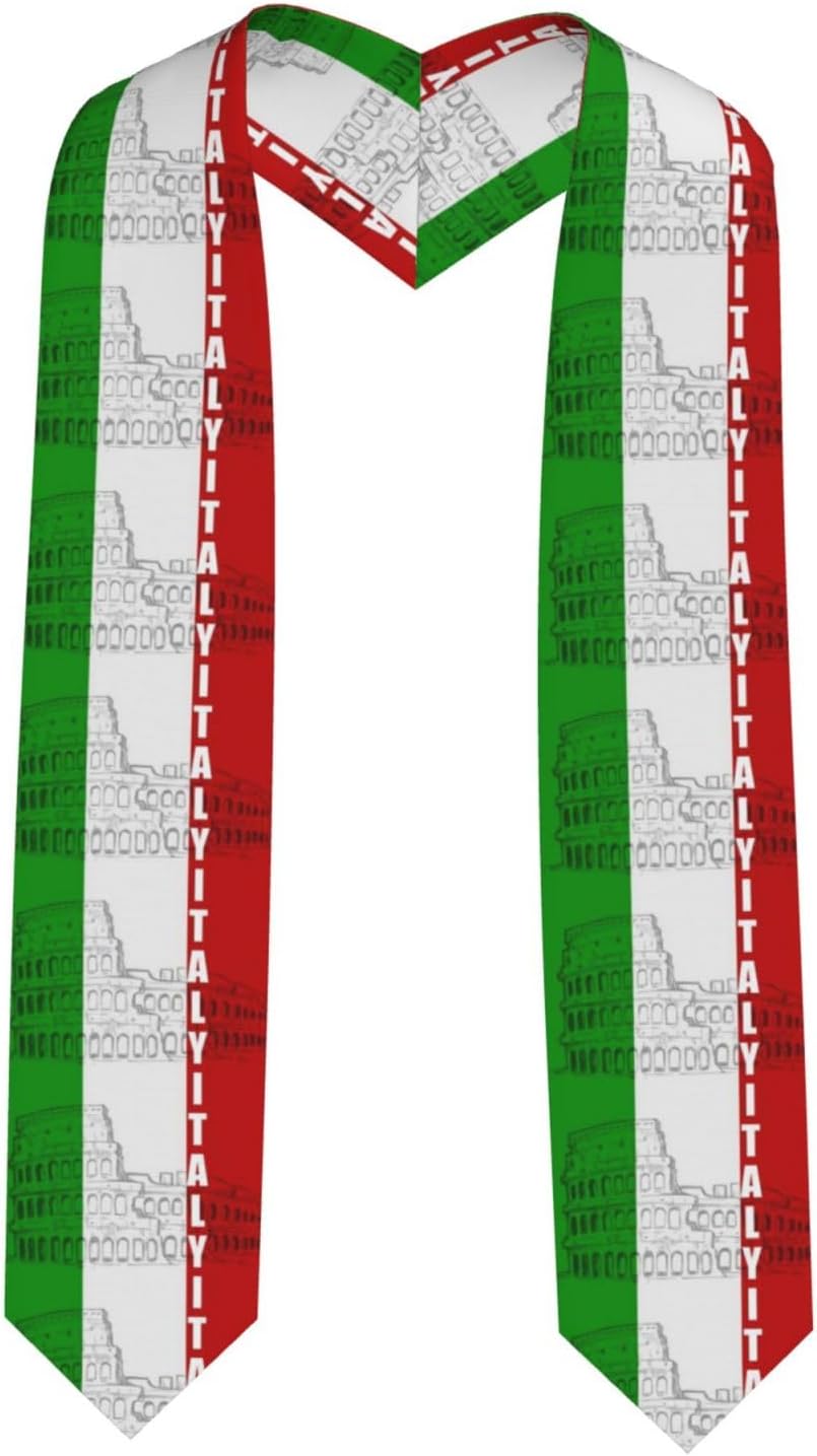 PRIYAL Roman Colosseum Italian Flag Print Graduation Shawl Stole ...