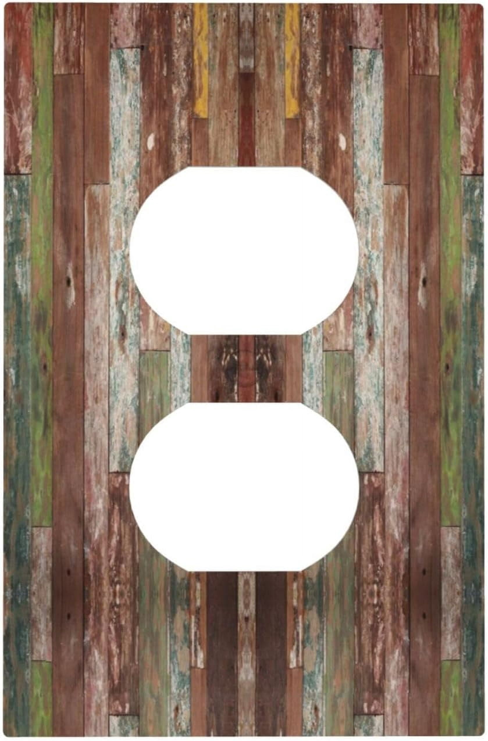 PRIYAL Rustic Farmhouse Wood Planks Brown Print 1 Gang Duplex Mid Size ...
