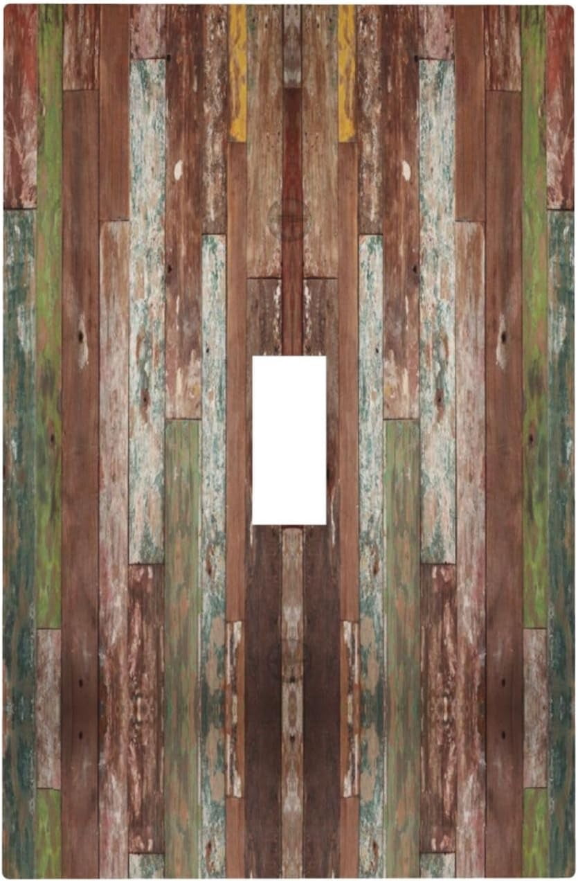 PRIYAL Rustic Farmhouse Wood Planks Brown Print 1 Gang Toggle Mid Size ...