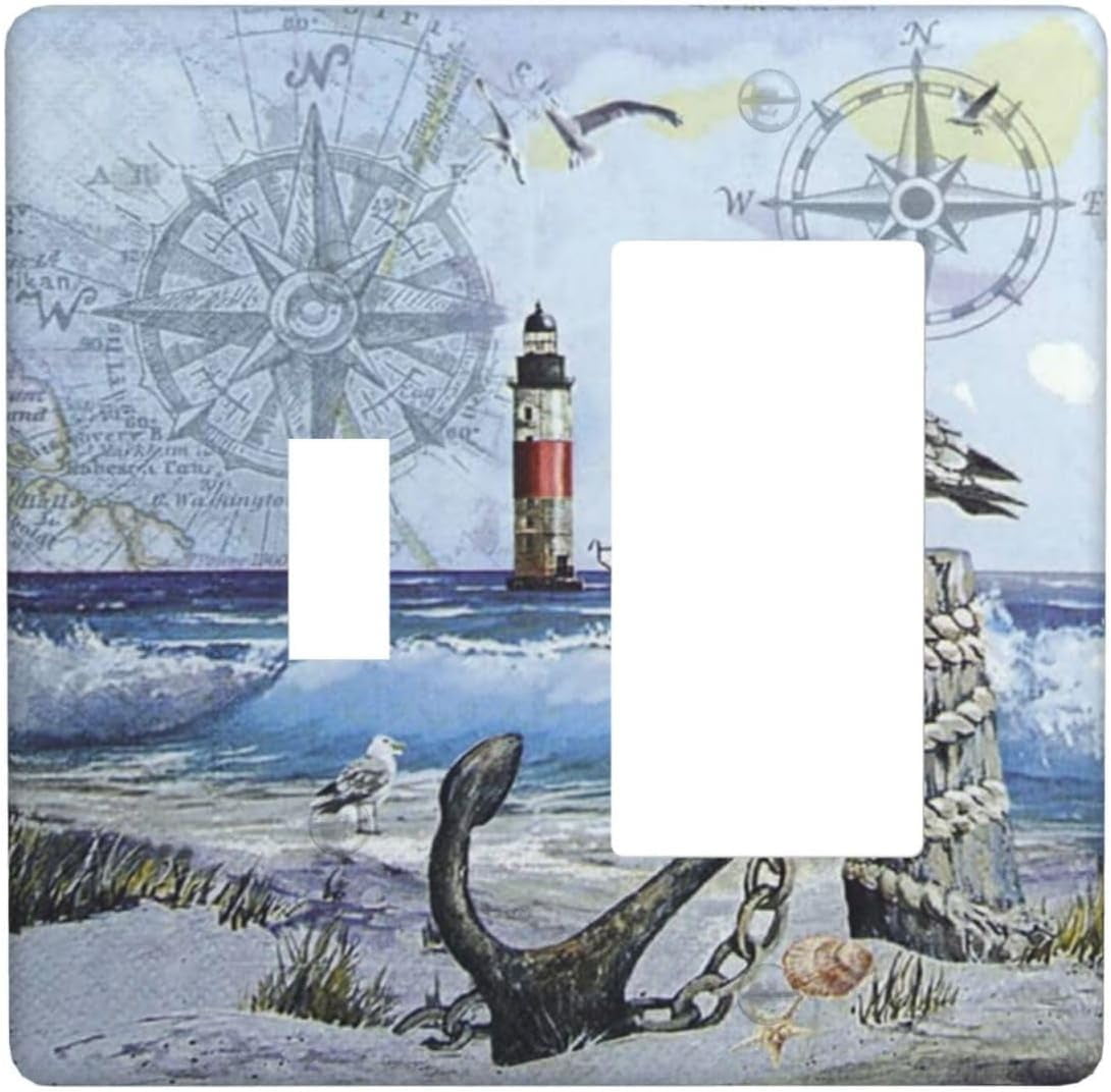PRIYAL Sea Ocean Sand Coast Compass Ship Lighthouse Anchor 2 Gang ...