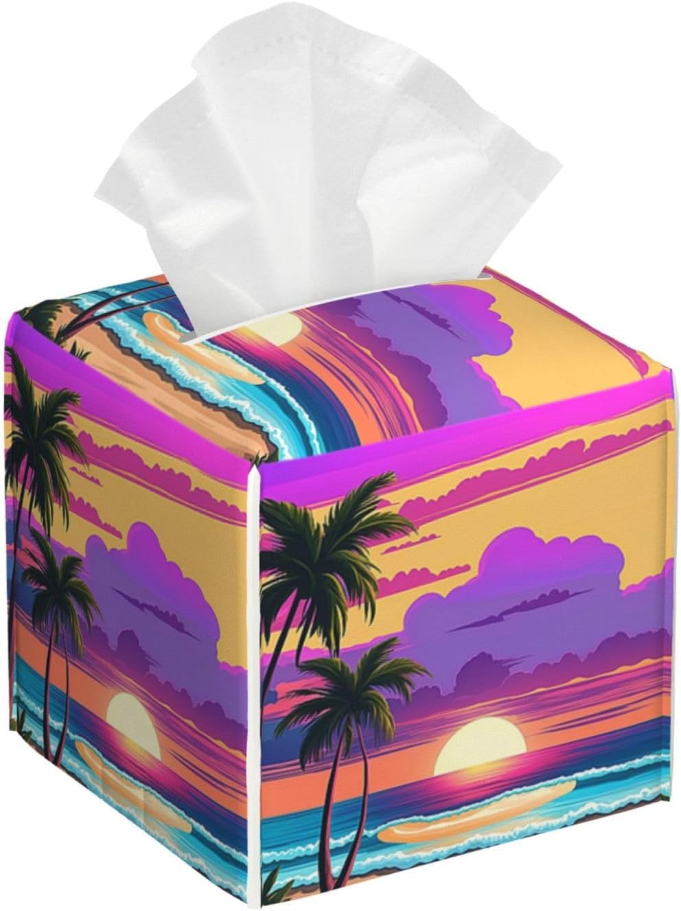 PRIYAL Sunrise Tropical Tree Tissue Box Cover Palm Tree Sea Beach ...