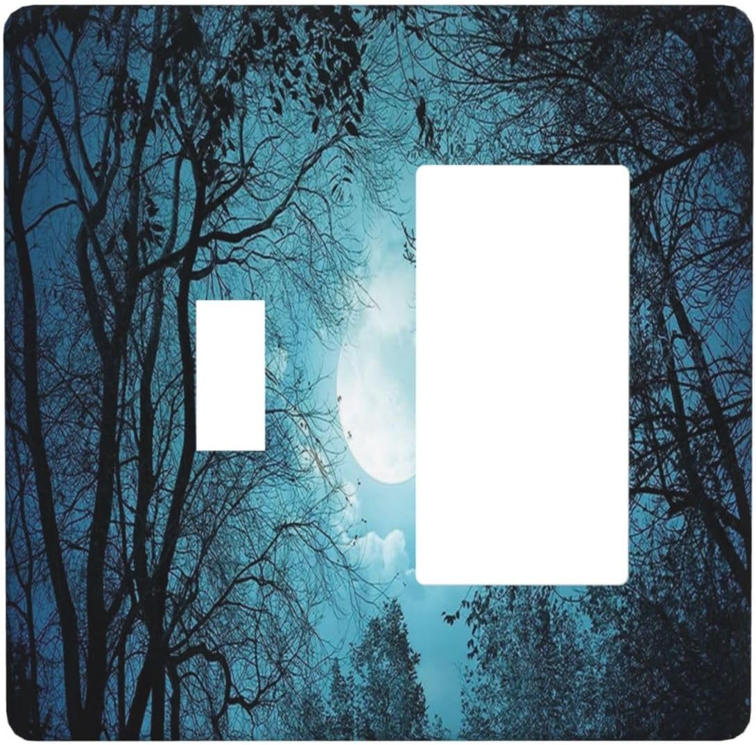 PRIYAL Teal Full Moon Forest Turquoise 2 Gang Combin Toggle Rocker ...