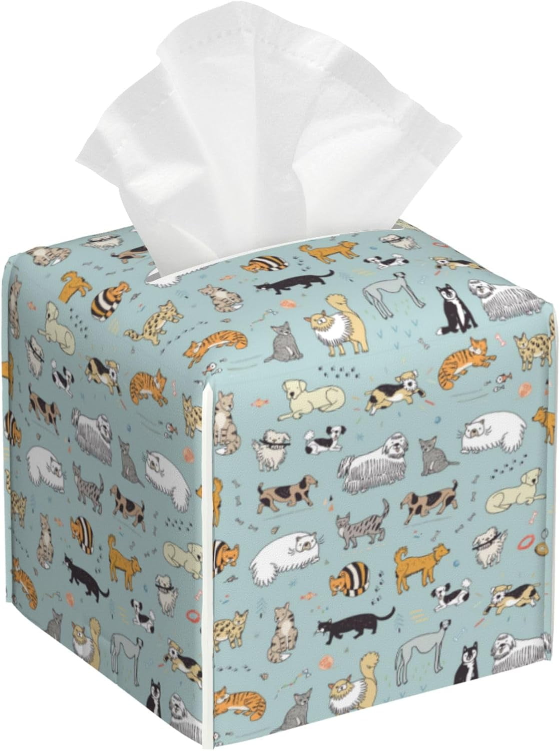 PRIYAL Tissue Box Cover Spring Cherry Blossom Leather Tissue Box Holder ...