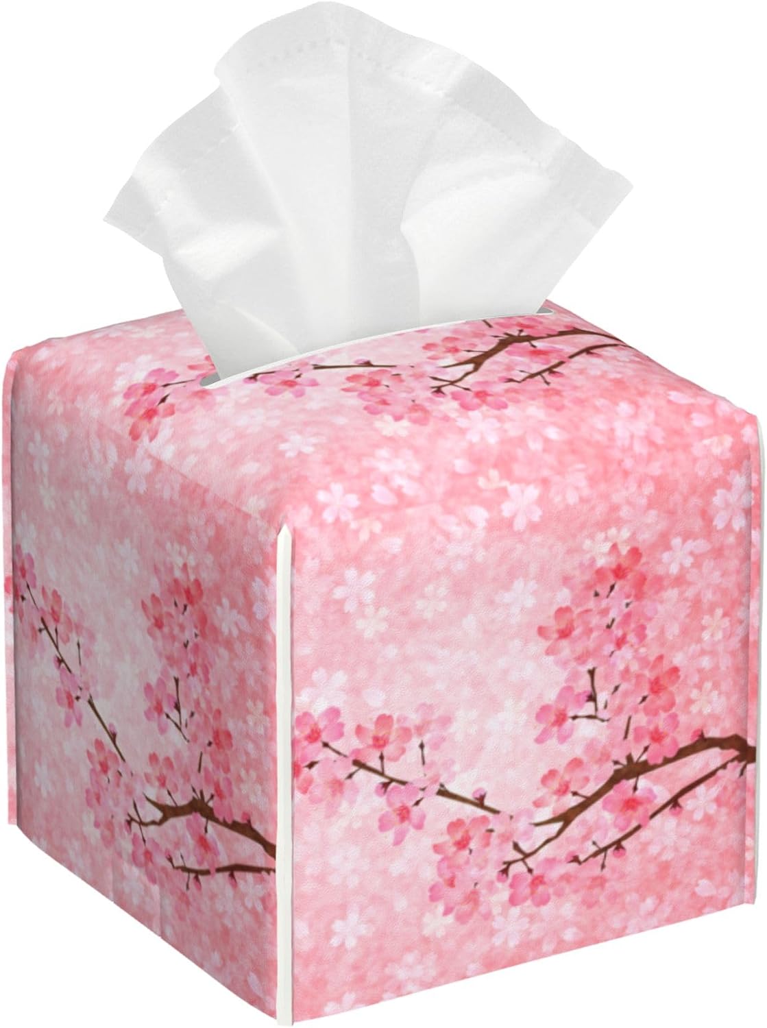 PRIYAL Tissue Box Cover Spring Cherry Blossom Leather Tissue Box Holder ...
