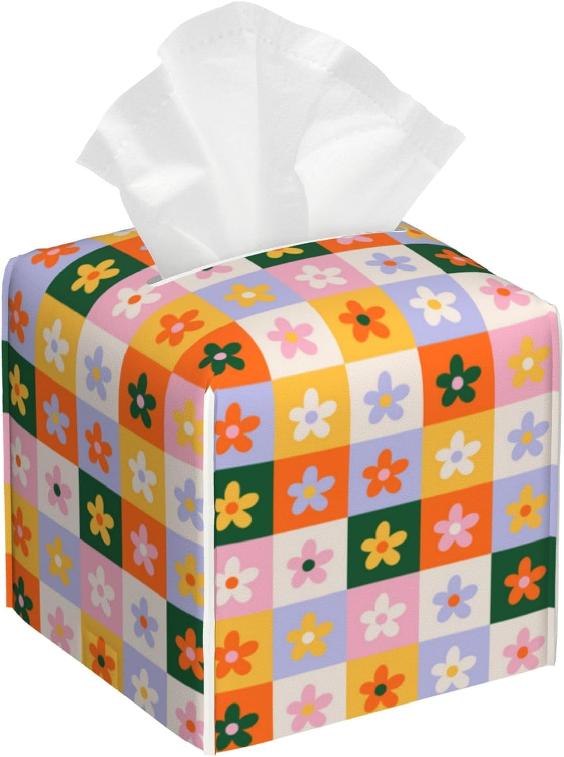 PRIYAL Tissue Box Cover Spring Cherry Blossom Leather Tissue Box Holder ...