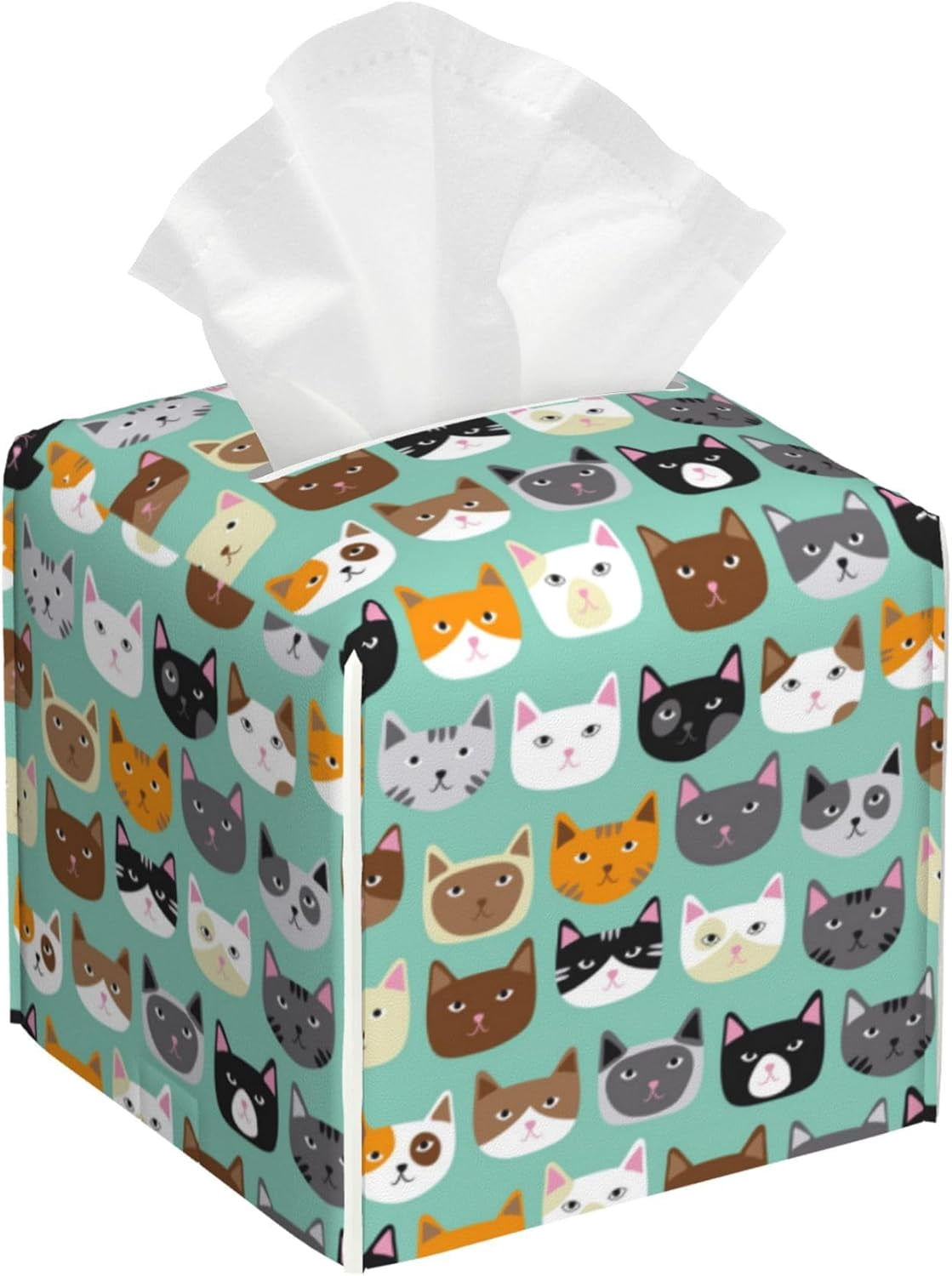 PRIYAL Tissue Box Holder Green and Blue Floral Tissue Box Cover Square ...