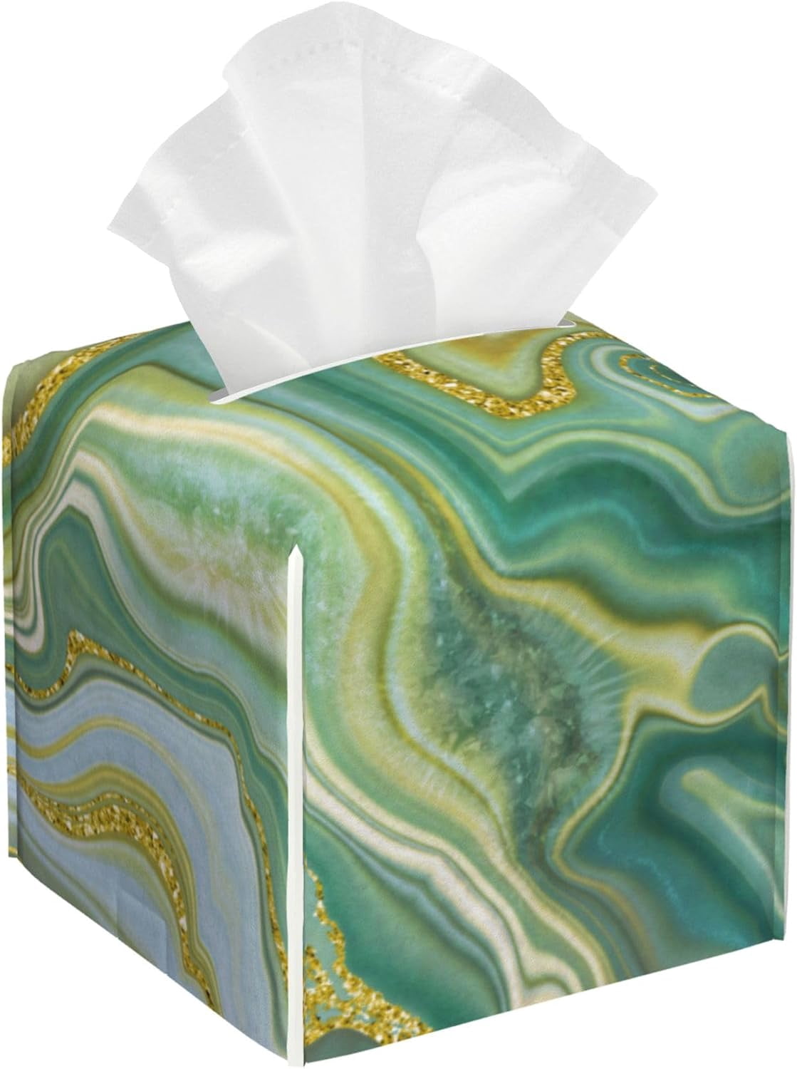 PRIYAL Tissue Box Holder Green and Blue Floral Tissue Box Cover Square ...