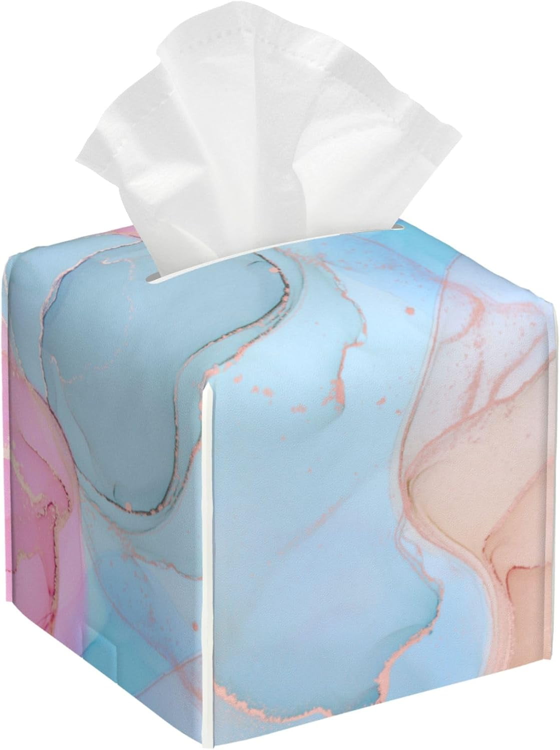 PRIYAL Tissue Box Holder Green and Blue Floral Tissue Box Cover Square ...