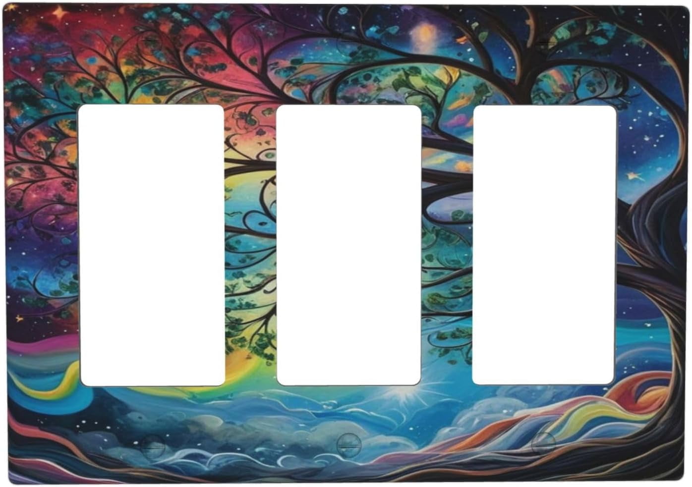 PRIYAL Trees with Abstract Colorful Sky Switch Covers 3-Gang Rocker ...