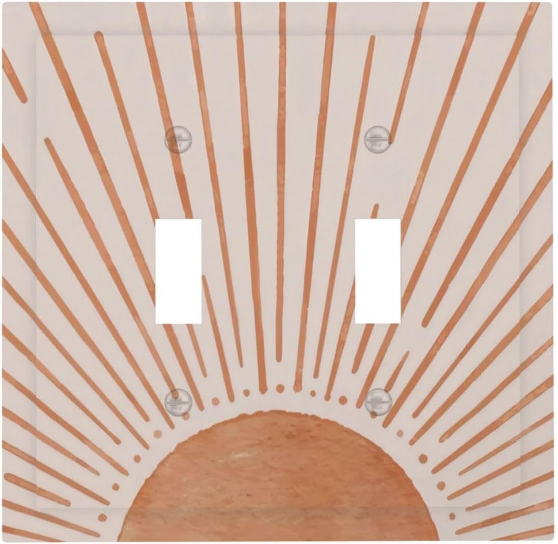 PRIYAL Vinrage Mid Century Abstract Orange Sunrise Sunset Print 2 Gang ...