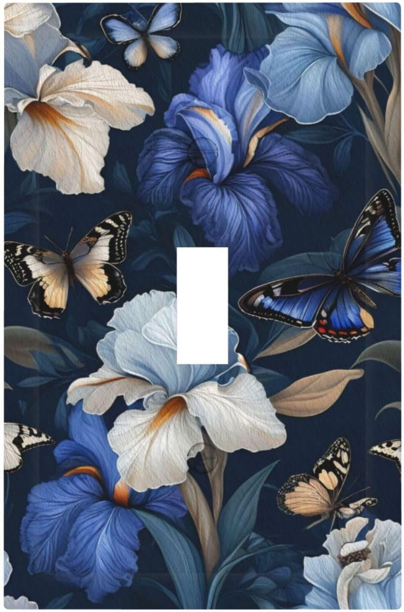 PRIYAL Vintage Blue White Floral Butterfly Single Toggle/5x3 IN Light ...