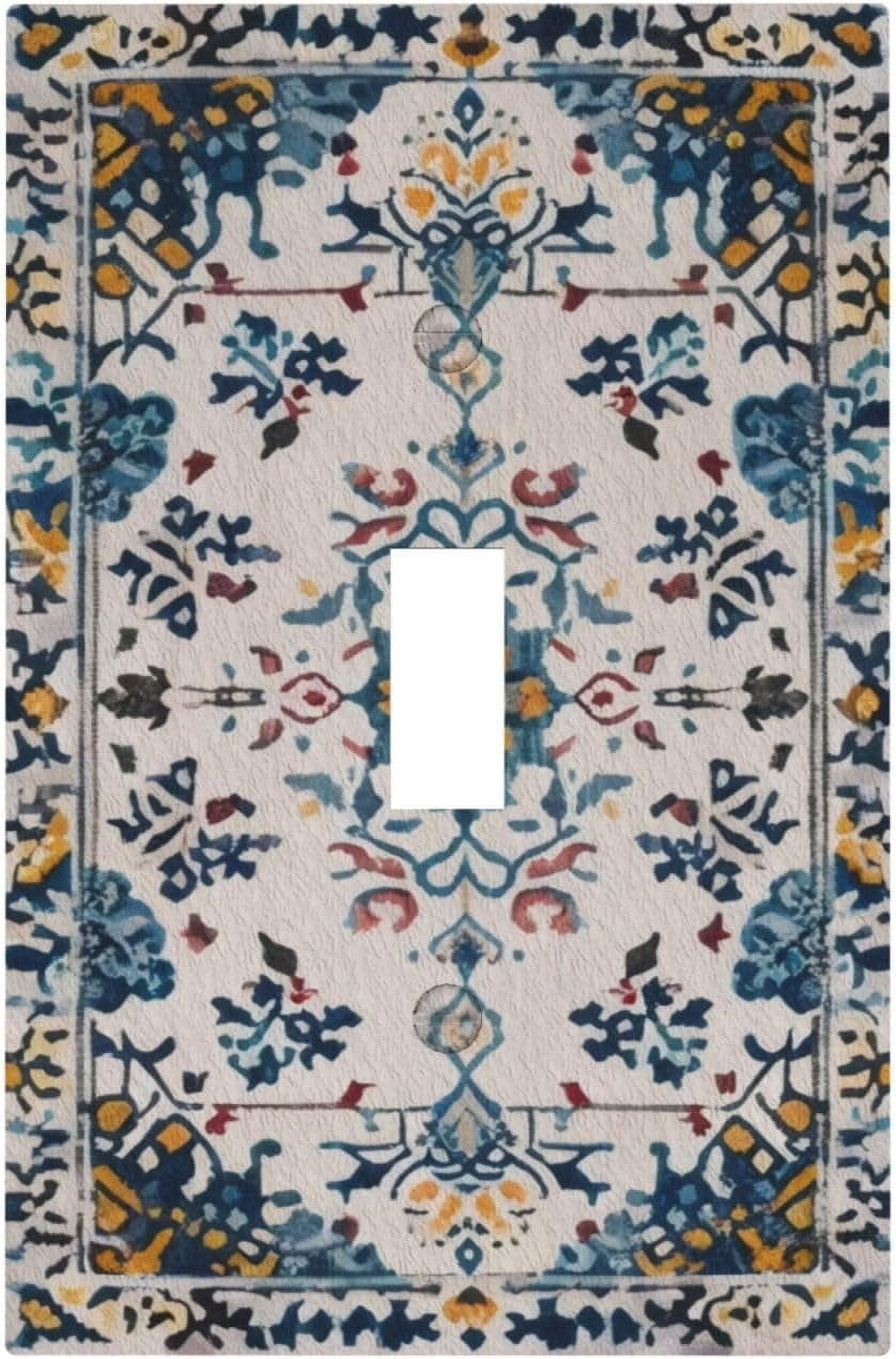 PRIYAL Vintage Boho Tribal Rustic Blue White Flowers Single Toggle/5x3 ...