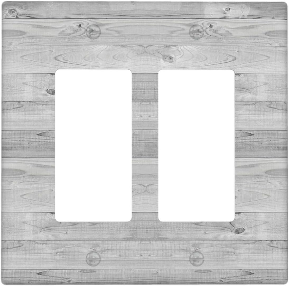 PRIYAL Vintage Rustic Grey Oak Wood Printing Double Rocker Wall Plate ...