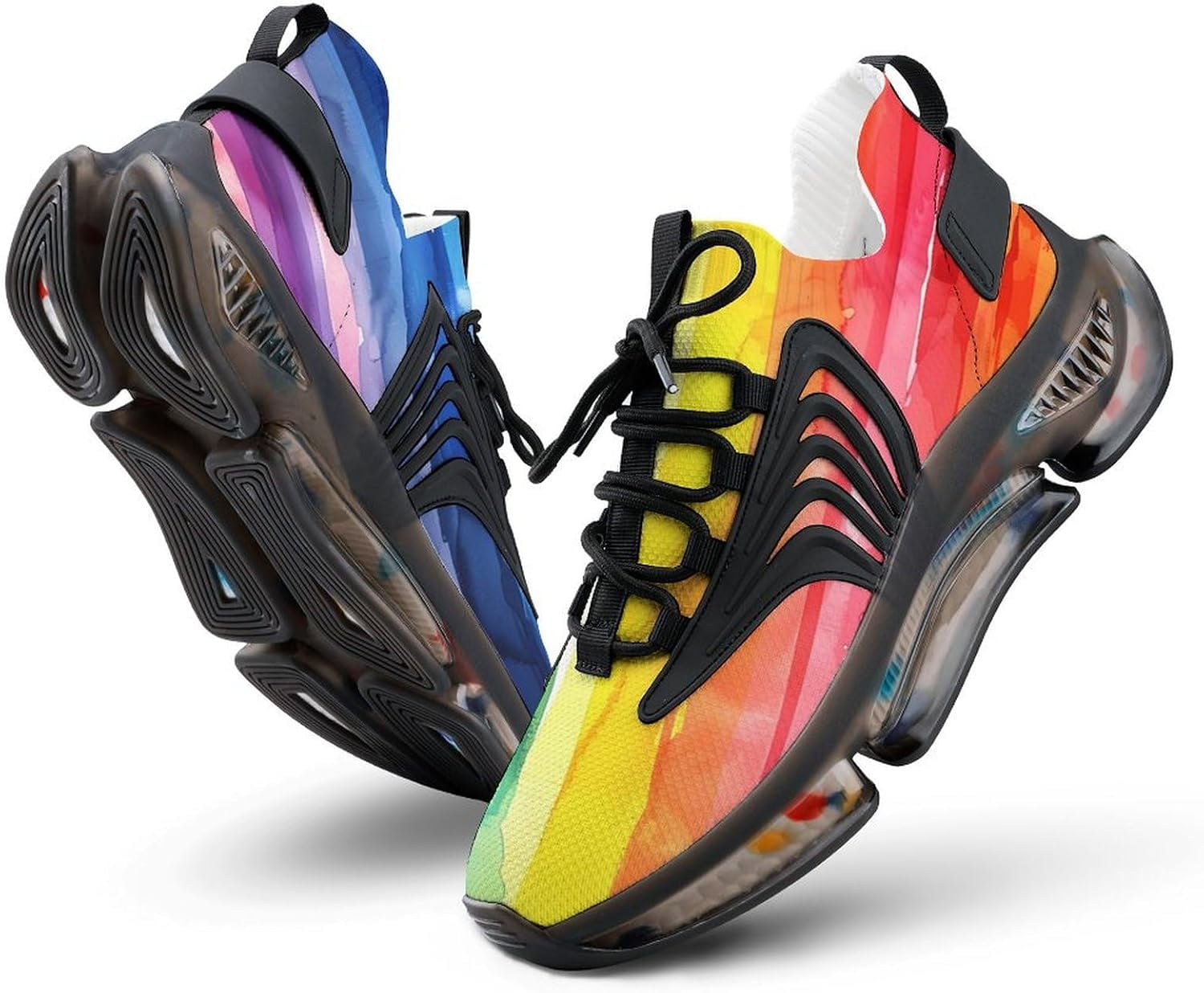 PRIYAL Watercolor Rainbow Stripes Printed Men's Sneaker Funny ...