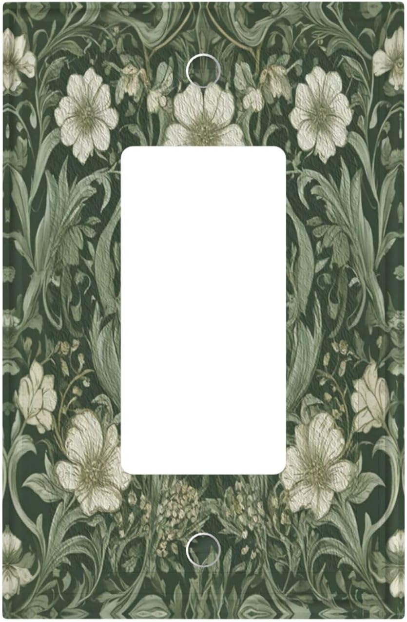 PRIYAL William Morris Floral Green White Leaves Flowers 1 Gang Single ...