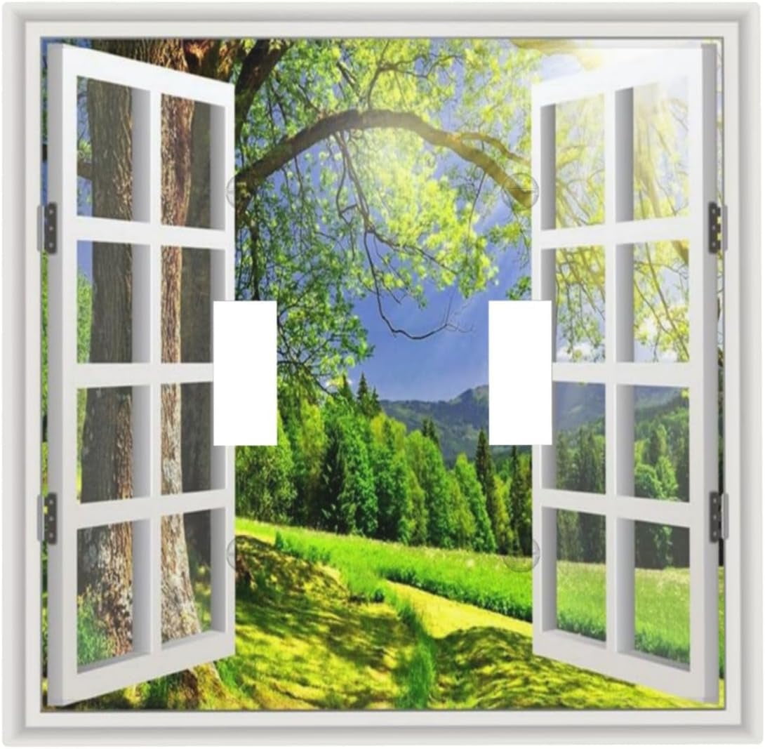 PRIYAL Window Frame Sunlight Over The Hill Landscape Tree Double Toggle ...