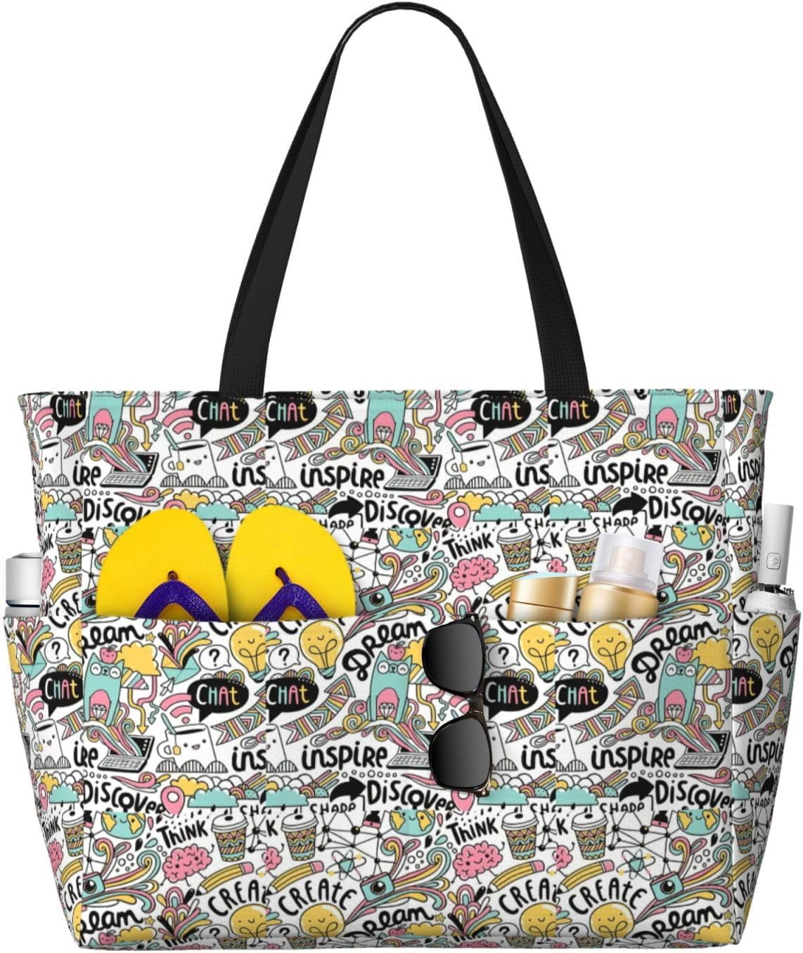 PRIYAL comic ar print Large Capacity Beach Travel Bag, Reusable Grocery ...