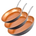 PRO 3 Pc Hard Anodized Ceramic Frying Pans Set, 8” 10” 12” Nonstick ...