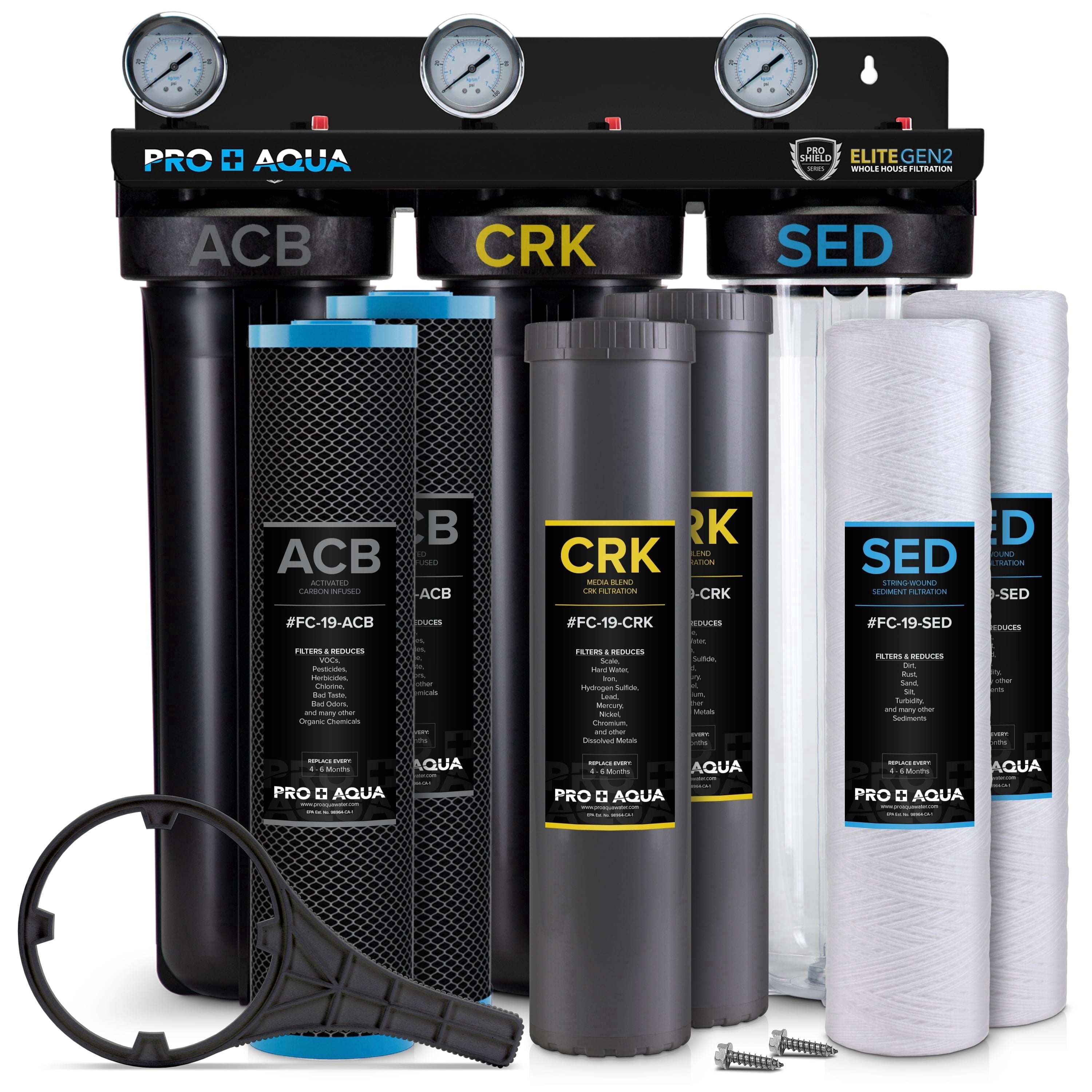 PRO+AQUA ELITE SERIES GEN2 PRO-100-E 3-Stage Whole House Water ...