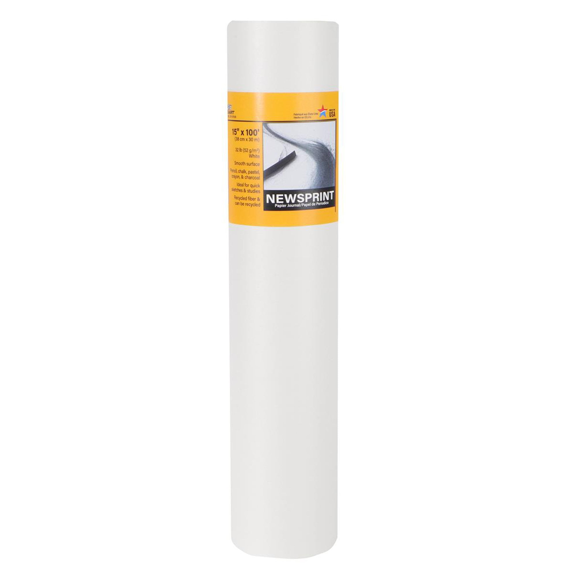 PRO ART Newsprint Paper Roll, 15-inch x 100-feet, Natural Color ...