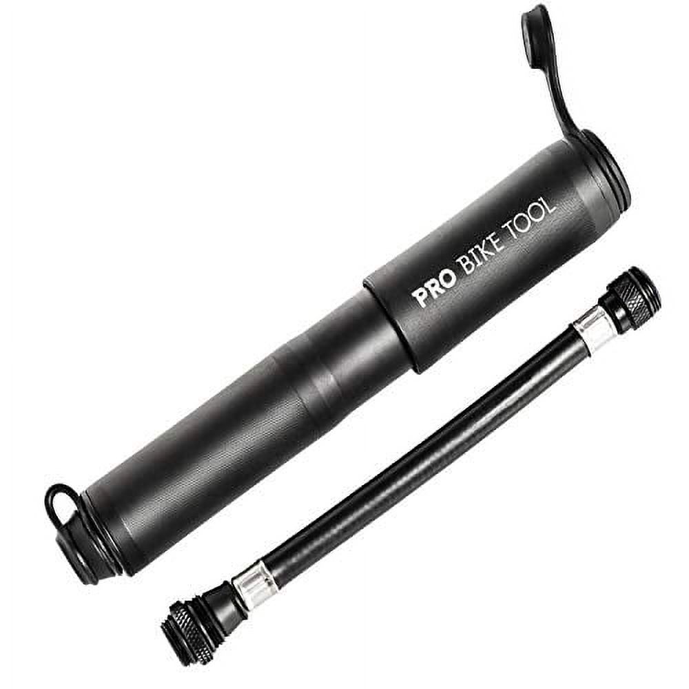 PRO BIKE TOOL Mini Bike Pump with Gauge Fits Presta & Schrader (Black ...