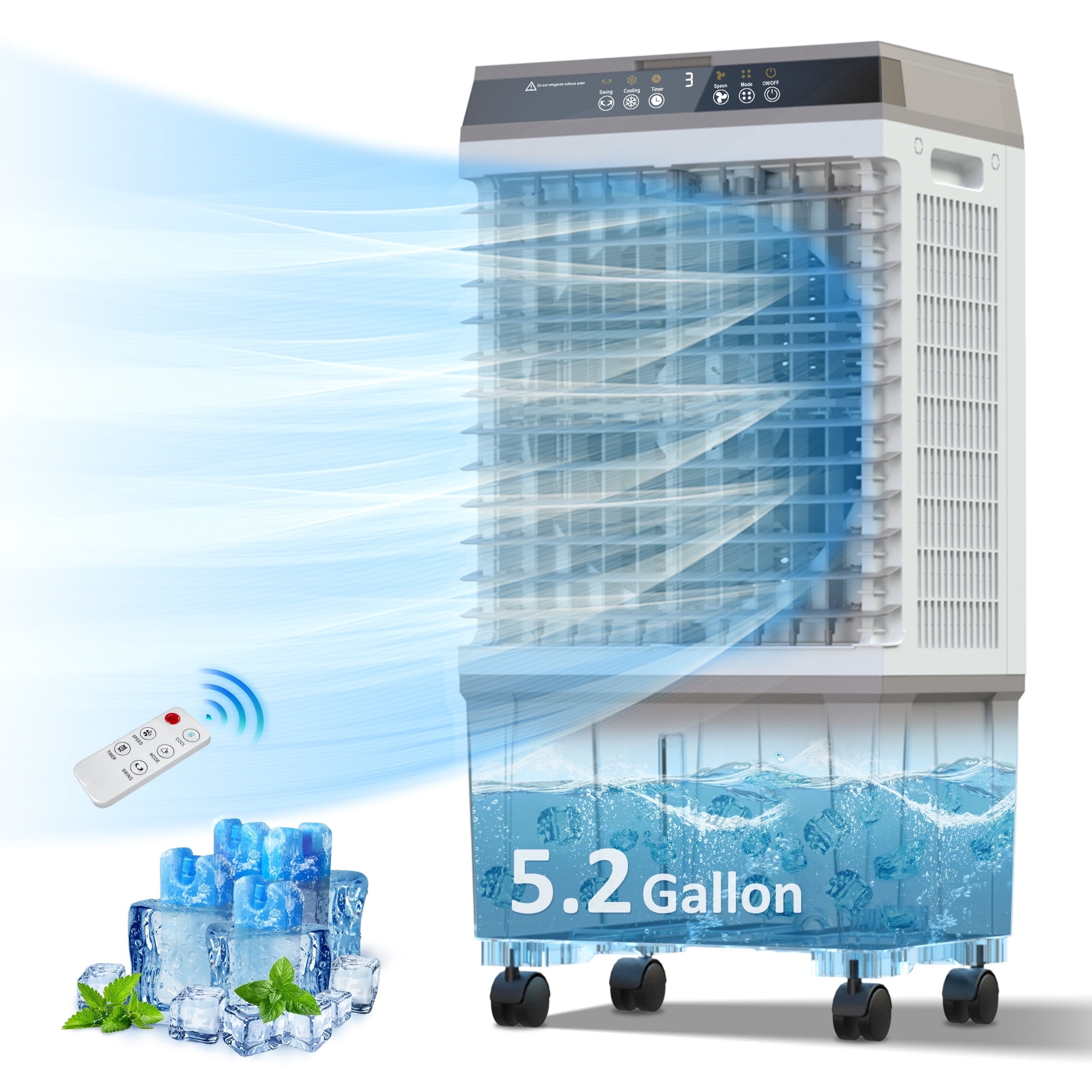 PRO CHOICE ICE Evap 1,800 CFM Air Cooler with 5.2 gal Water Tank for ...