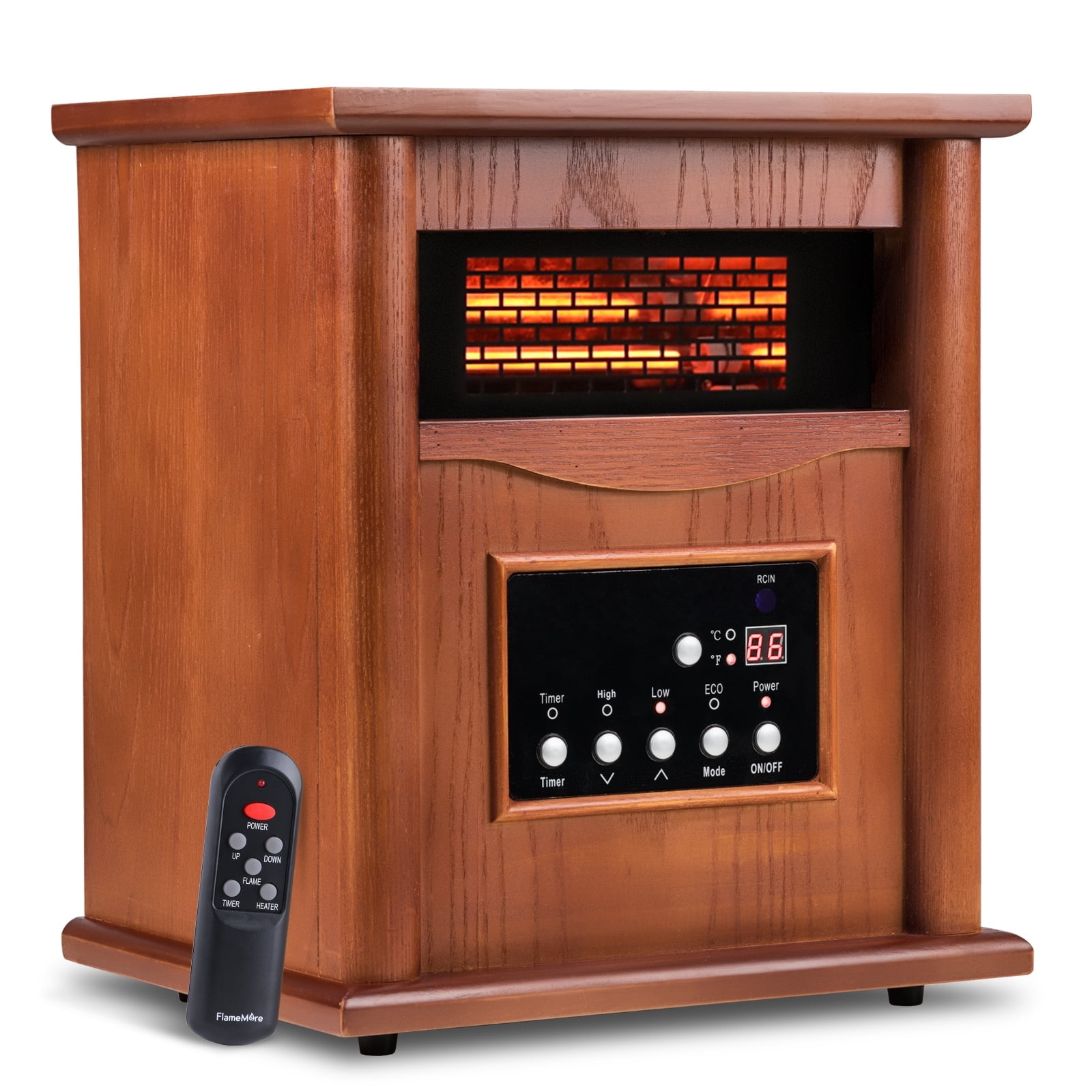 LifePlus 1500W Infrared Quartz Heater, Indoor, LED Screen, Remote, 12H ...