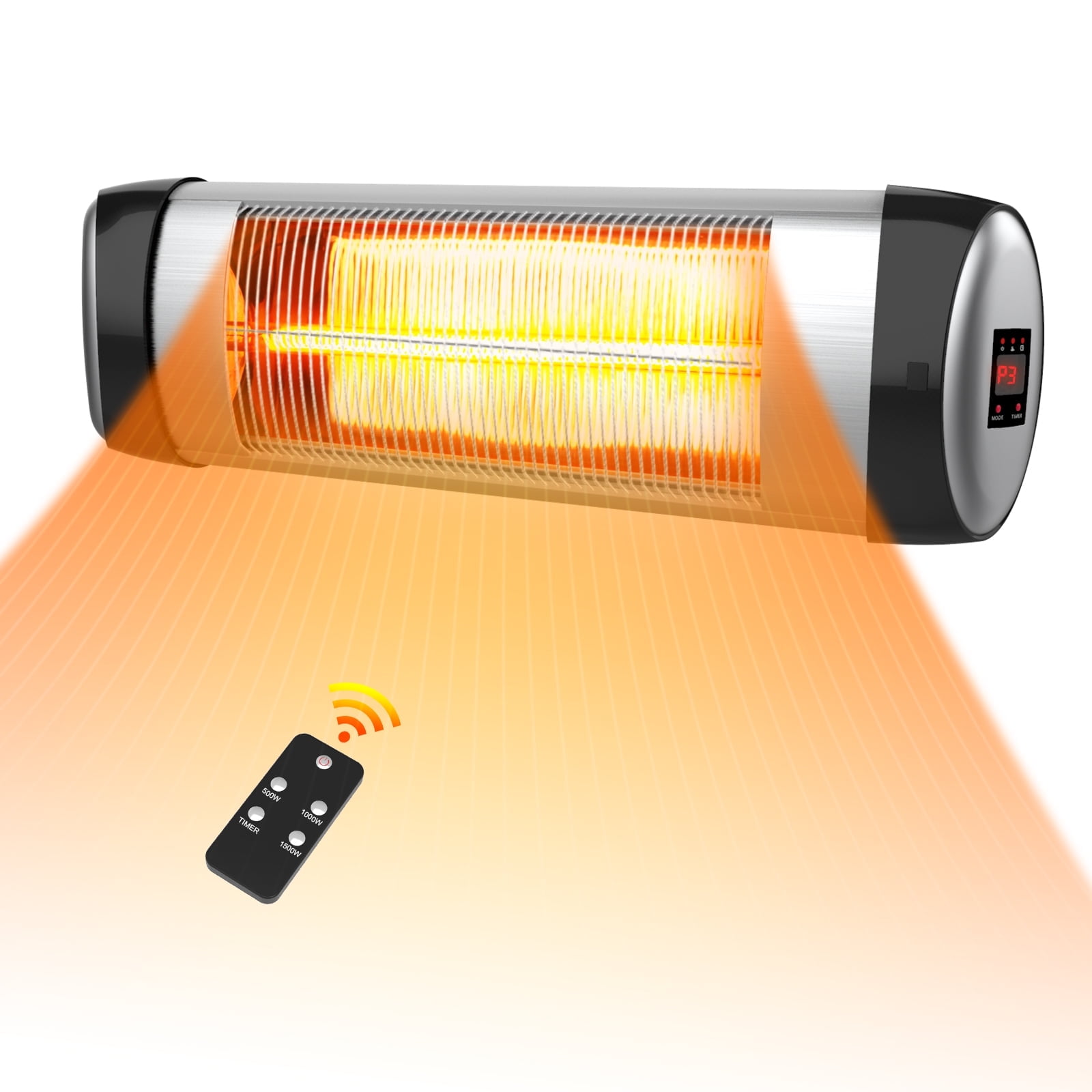 PATIOBOSS 1500W Infrared Wall-Mounted Electric Patio Heater with Remote ...