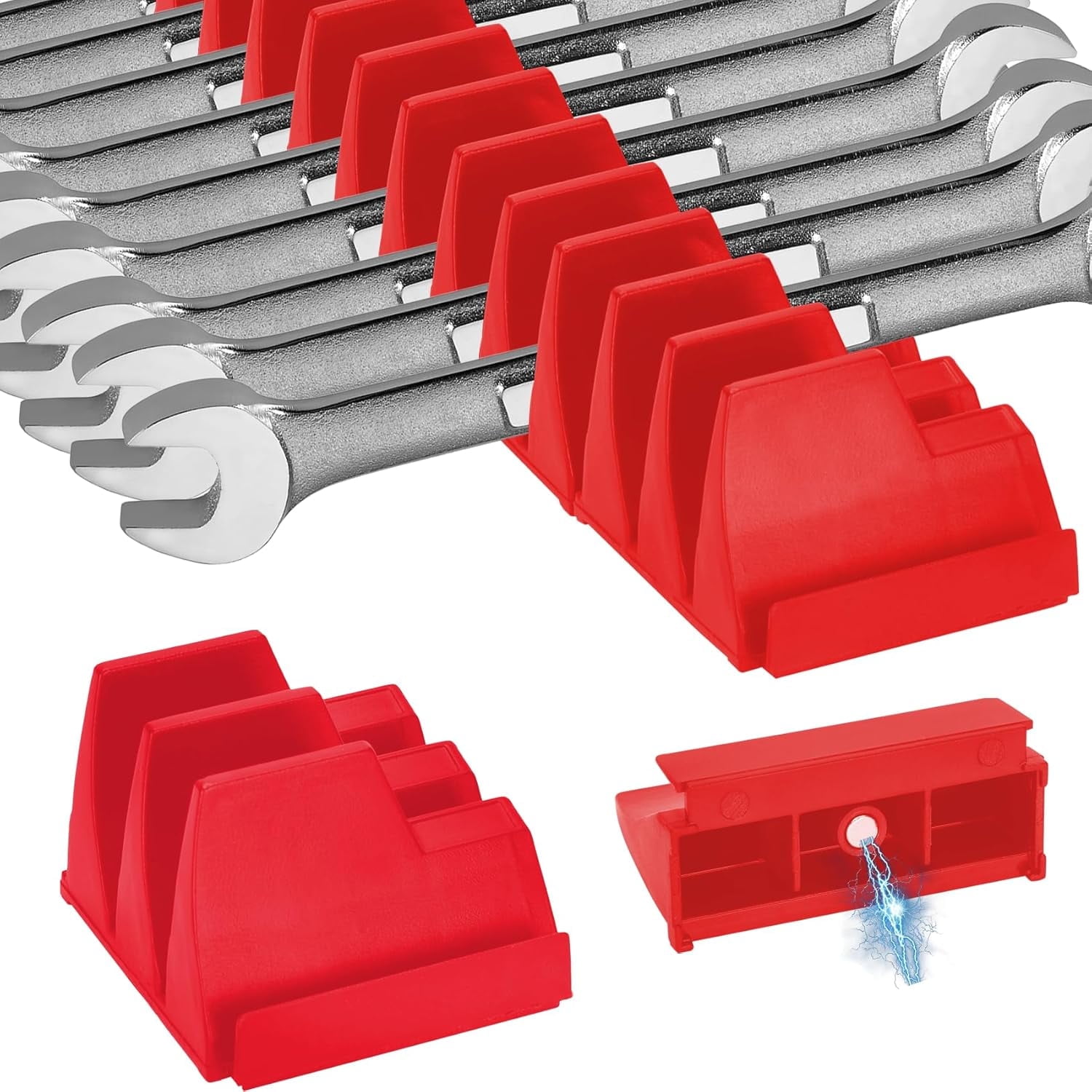 40 Strong Magnetic (upgraded) Wrench Organizer for Tool Drawer Storage ...