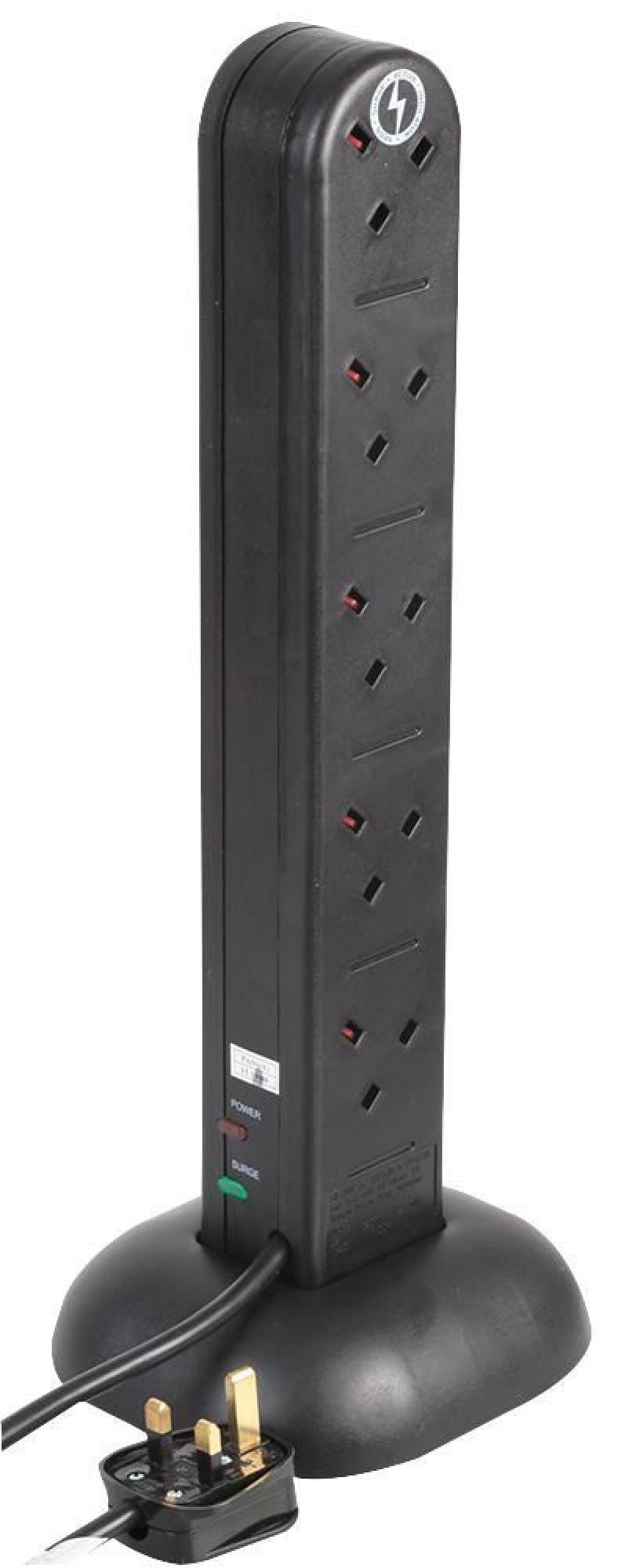 PRO ELEC - 10 Gang Extension Tower, Black 2m Lead - Walmart.com