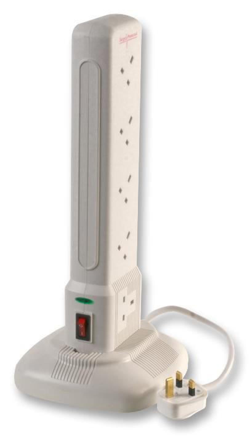 PRO ELEC - 10-Gang Switched Extension Towers with Surge Protection, 1m ...