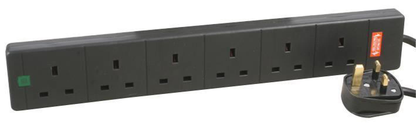 PRO ELEC - 10m 6 Way Surge Protected Extension Lead, Black - Walmart.com