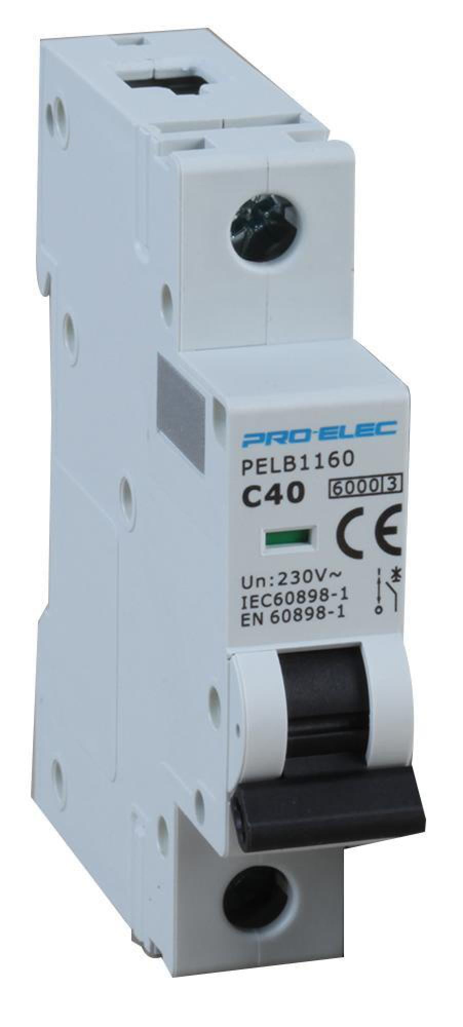 PRO ELEC - 40A Single Pole MCB, C Curve, 6kA - Walmart.com