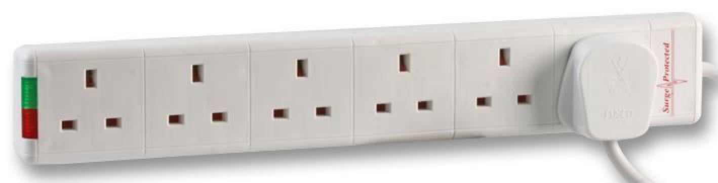 PRO ELEC - 6-Gang Surge Protected Extension Lead, White, 5m Lead ...