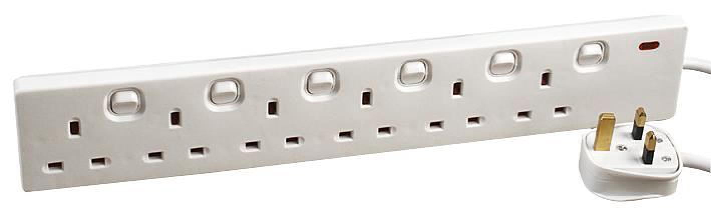 PRO ELEC - 6 Way Individually Switched Extension Lead, 1m - Walmart.com
