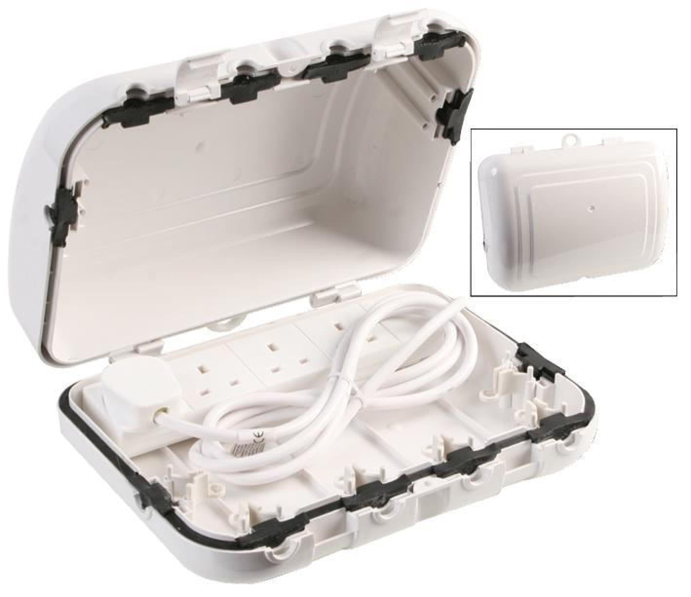PRO ELEC - Outdoor Enclosure with 4-Gang 2m Extension Lead, White, IP64 ...