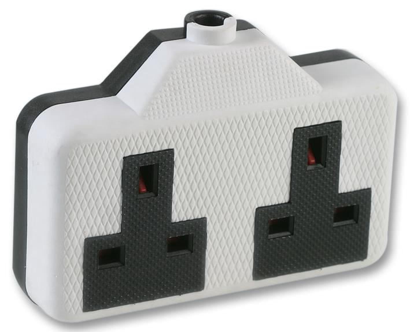 PRO ELEC - Rubberised 2-Way Extension Socket 13A White - Walmart.com