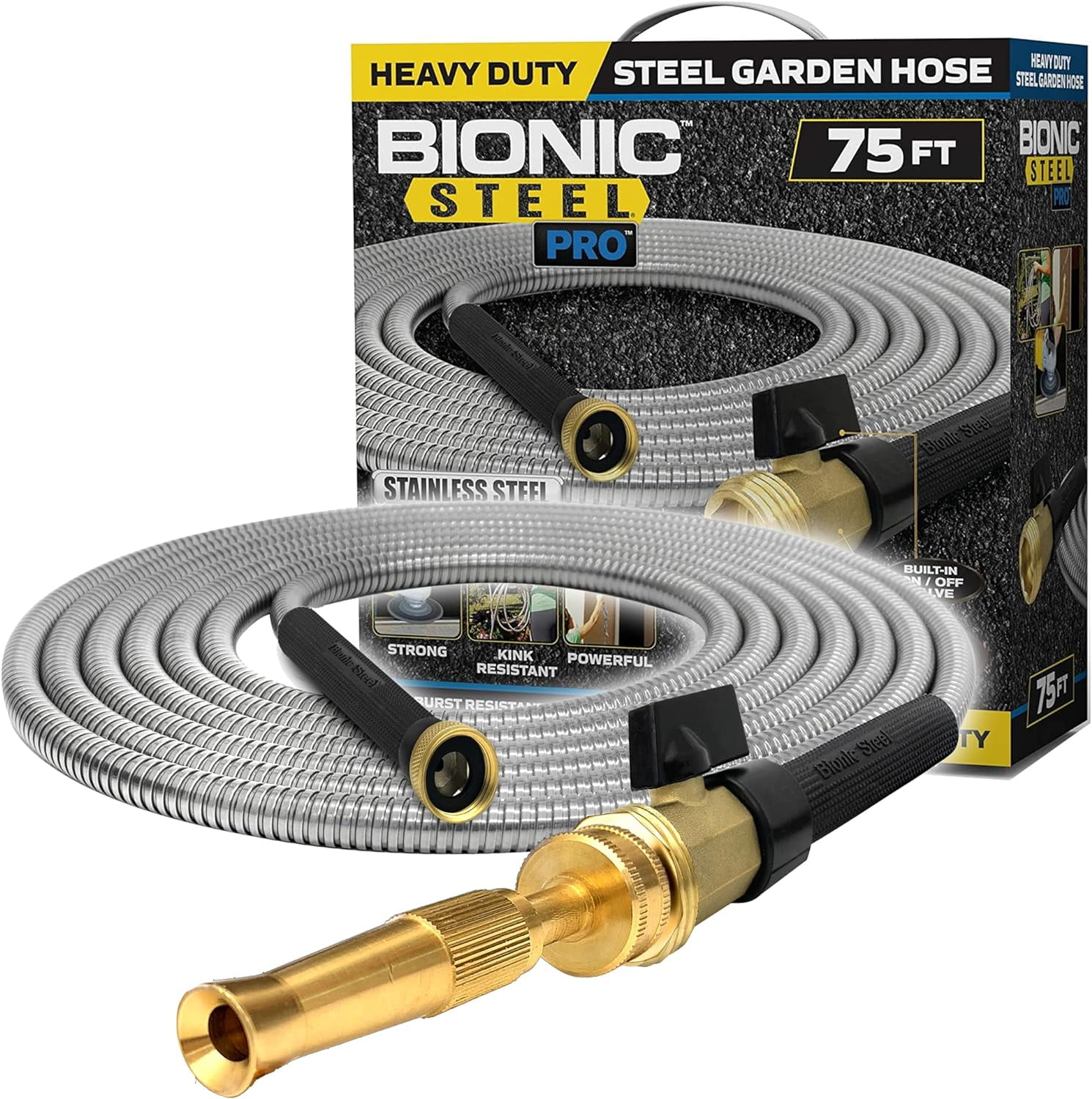 Pro Metal Garden Hose 100 Ft With Nozzle 304 Stainless Steel Water