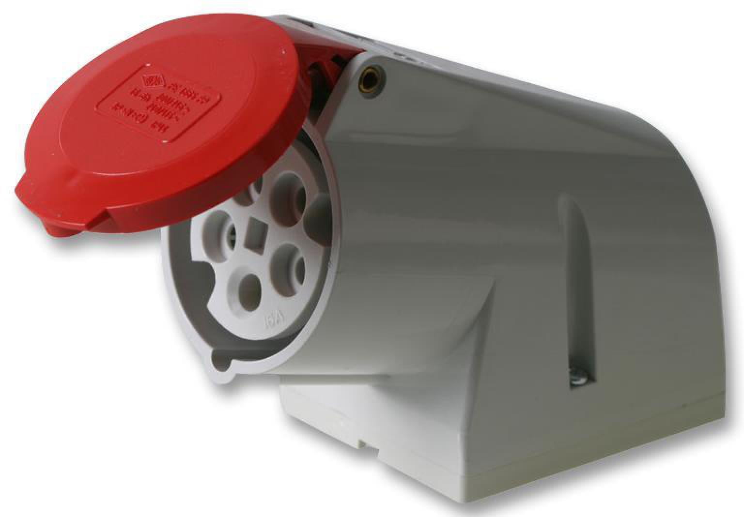PRO POWER - 16A, 415V, Surface Mount CEE Outlet, 3P+N+E, Red, IP44 ...