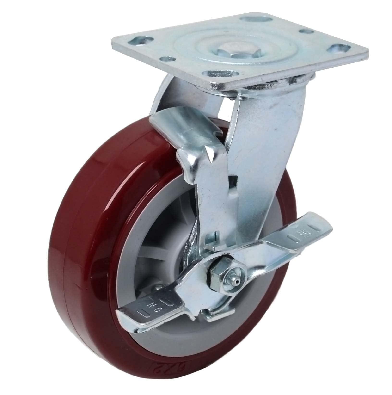 PRO Polyurethane Industrial Caster 6 Inch x 2 Inch, 900 LBS Load Swivel ...