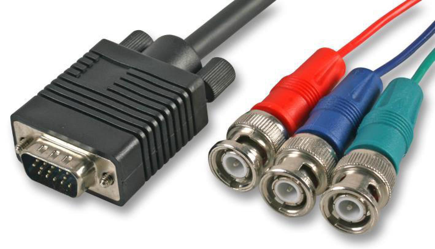 PRO SIGNAL - 15 Pin VGA (D Sub) Male to 3x BNC Male Lead, 1.8m Black ...