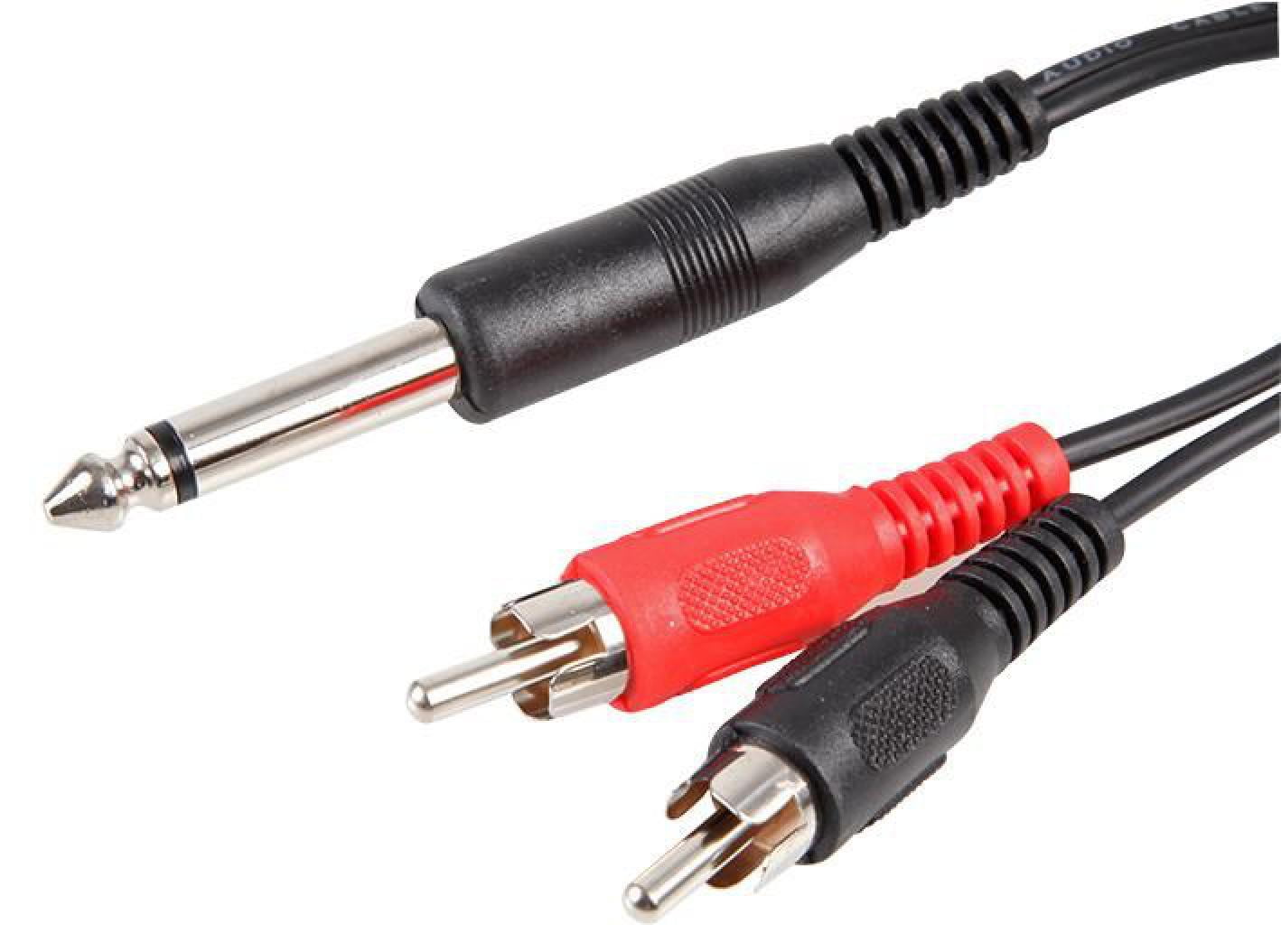 PRO SIGNAL - 6.35mm (1/4") Mono Jack to 2x Phono (RCA) Plug to Plug ...